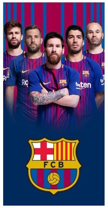 Carbotex · Fotbalová osuška FC Barcelona - fotografie hráčů v čele s Messim - 100% bavlna - 70x140 cm