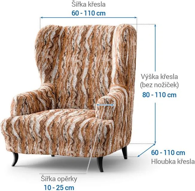 Bielastické potahy OCEANO NOVÉ cihlové křeslo ušák (š. 60 - 110 cm)
