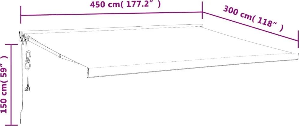 vidaXL Zatahovací markýza antracitová 4,5 x 3 m textil a hliník [3154589]