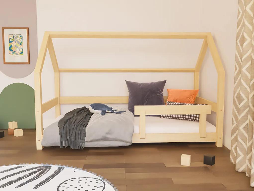 Benlemi Dětská postel domeček TERY se zábranou Zvolte barvu: Béžová, Zvolte rozměr: 120x180 cm, Zvolte zábranu: S jednou zábranou