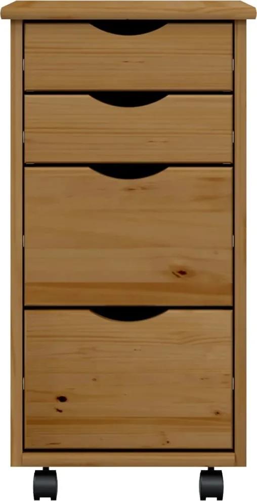 vidaXL Zásuvková skříňka na kolečkách MOSS masivní borové dřevo [355903] Barva: Šedá