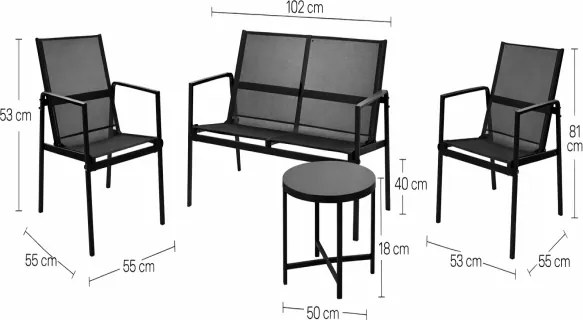 Balkonová sedací sestava VELARO černá