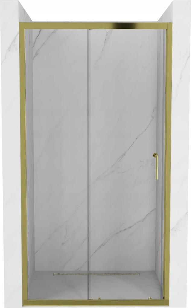 Mexen Apia, posuvné dveře do otvoru 110 x 190 cm, 5mm čiré sklo, zlatý profil, 845-110-000-50-00