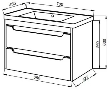 Lavedo Komplet skříňka s umyvadlem Valencia Grey Air 70 a Valencia Grey Air 165 vysoká skříňka do koupelny Orientace: Levá