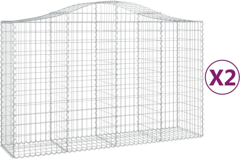 Klenuté gabionové koše 2 ks 200x50x120/140cm pozinkované železo 3145661