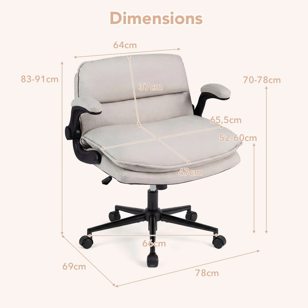 Costway Ergonomická kancelářská židle, výškově nastavitelná psací židle, otočná