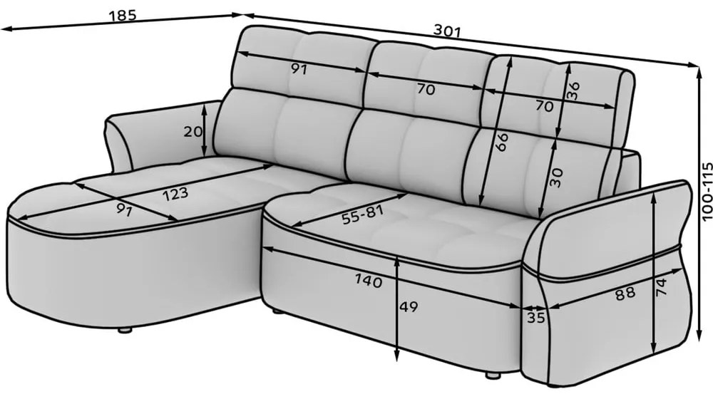 Žlutá/hnědá sametová rozkládací/s úložným prostorem rohová pohovka (levý roh/s lenoškou) Beneth – ELTAP