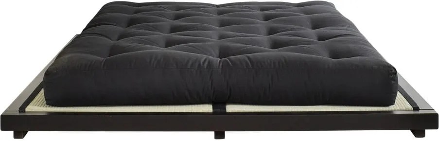 Dvoulůžková postel z borovicového dřeva s matrací a tatami Karup Design Dock Double Latex Black/Black, 140 x 200 cm