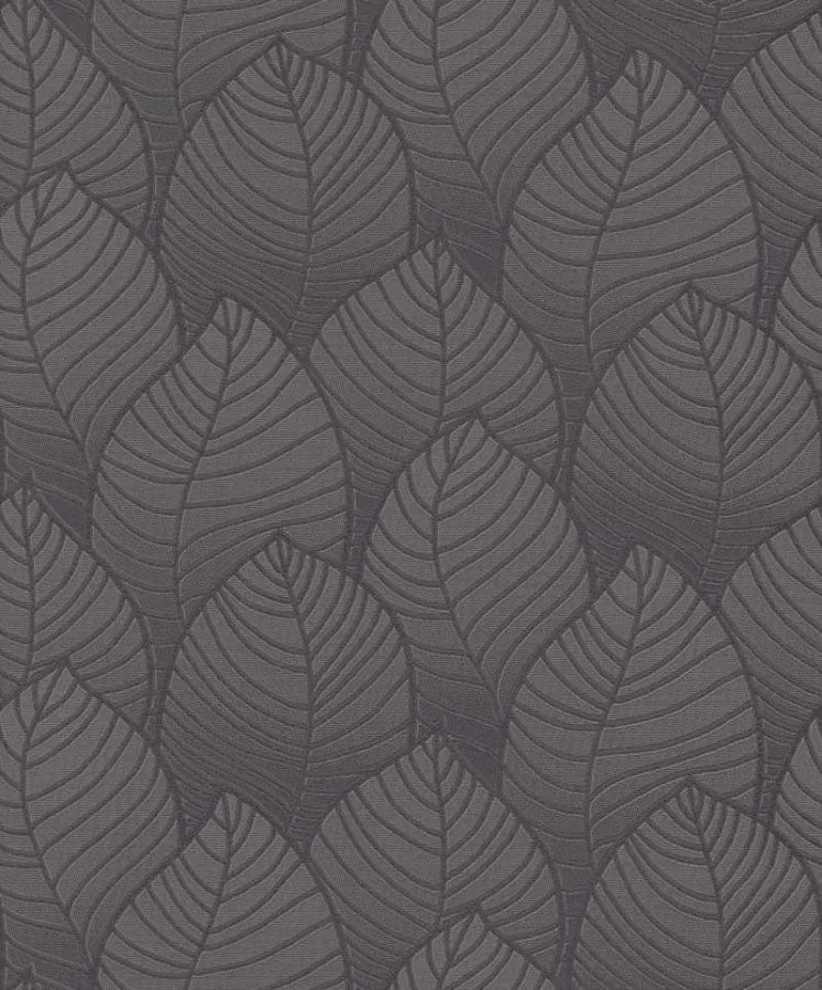 Vliesová tapeta ON3001 šedo černá, listy / Vliesové tapety na zeď Orion (0,53 x 10,05 m) Grandeco
