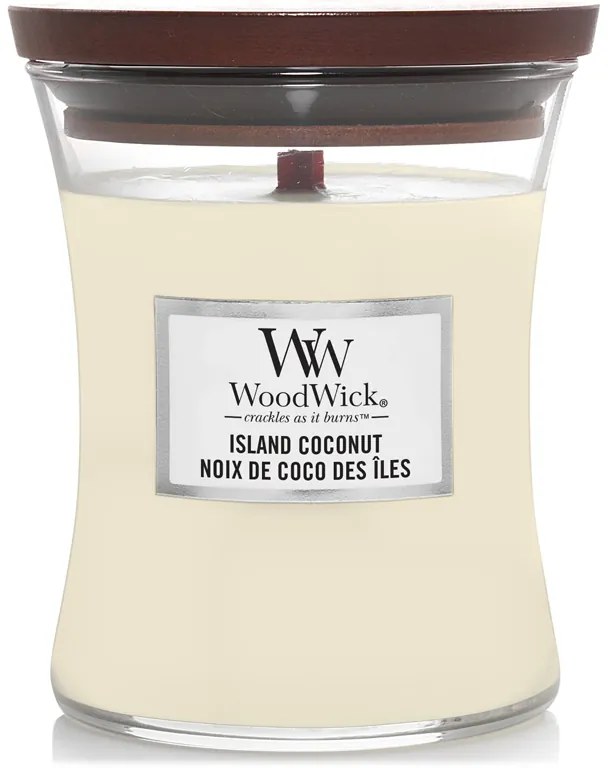 WoodWick – svíčka Island Coconut (Kokosový ostrov) Velikost: malá 85 g