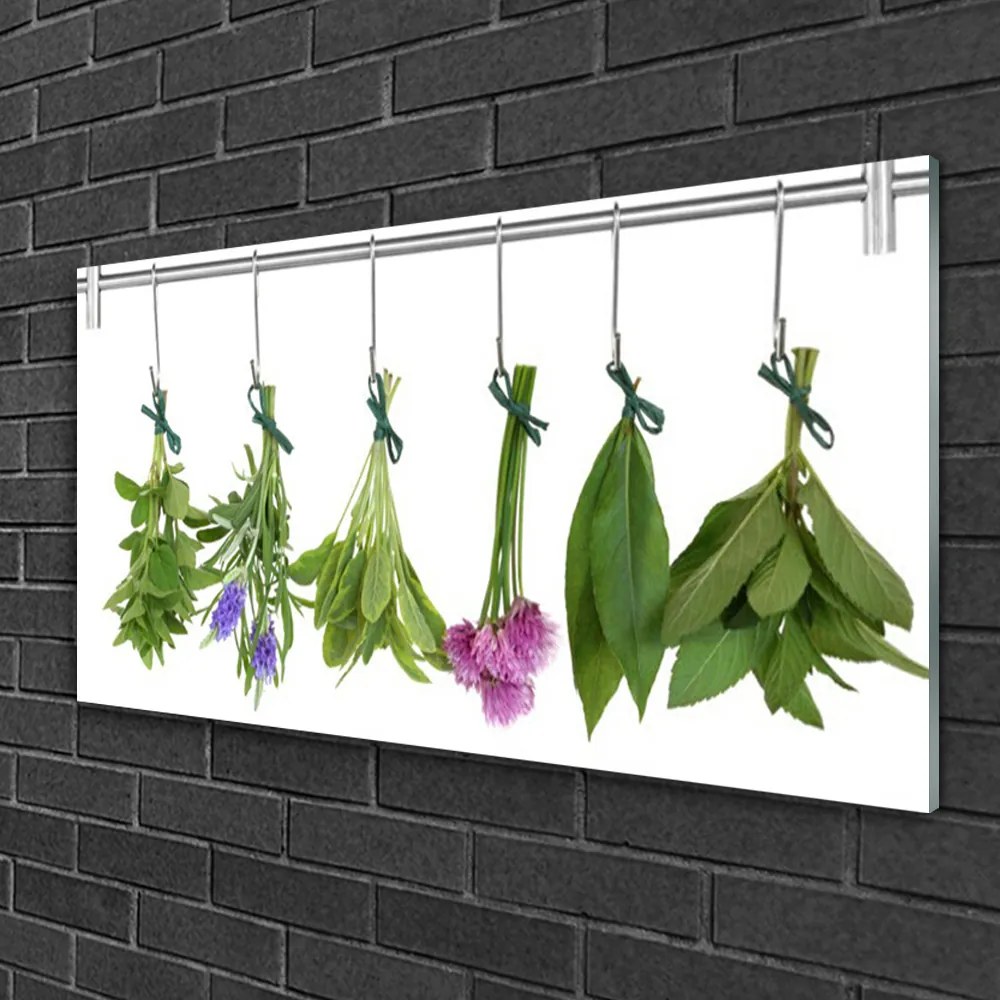 Obraz na skle Sušené Byliny Listy Květiny 100x50 cm