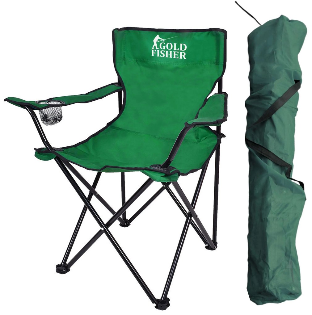 ViaDomo Via Domo - Skládací rybářská židle Platano - zelená - 80x80x47 cm