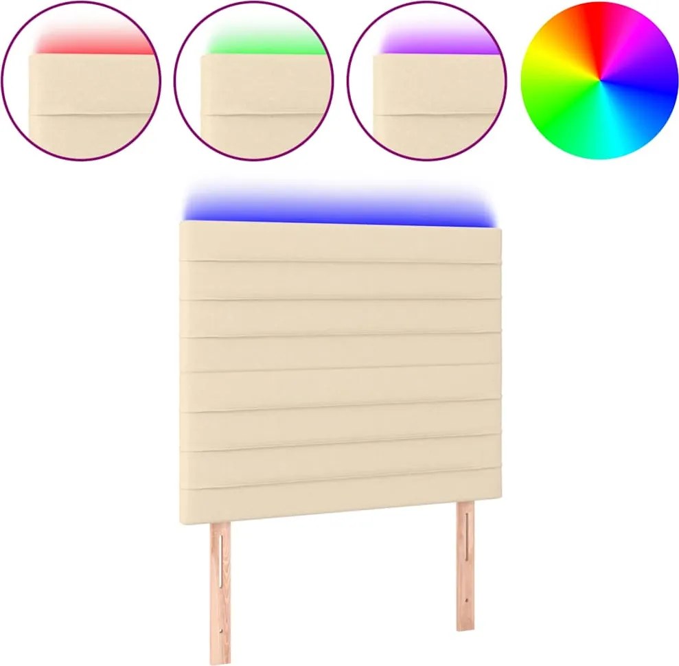 Čelo postele s LED krémové 100x5x118/128 cm textil 3122559