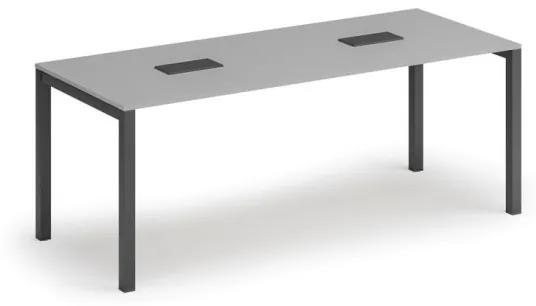Stůl SQUARE 2000 x 800 x 750, šedá + 2x stolní zásuvka TYP III, černá