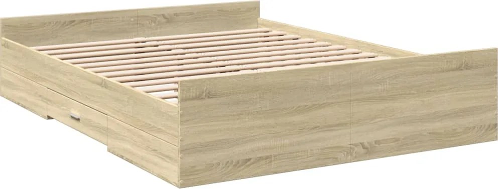 Rám postele se zásuvkami dub sonoma 140x200 cm kompozitní dřevo 3280295
