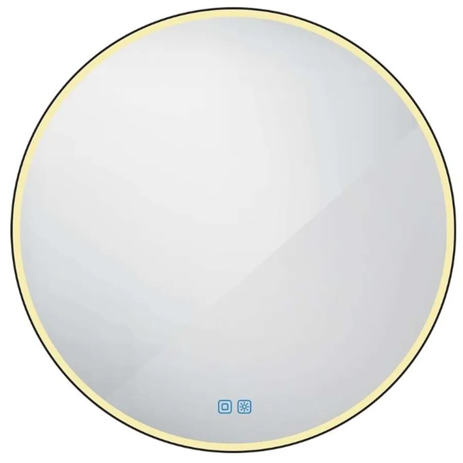 Nimco - Zrcadlo s LED osvětlením, průměr 100 cm, dotykový senzor, matná černá ZPC 28004RVX-90
