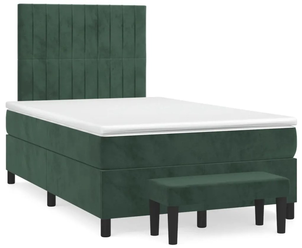 Box spring postel s matrací tmavě zelená 120x190 cm samet