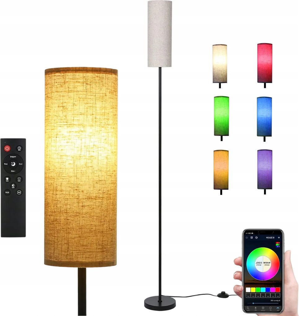 Stojací Lampa S Regulací Jasu Rgb A Dálkovým Ovládáním Pro Obývací Pokoj A Kancelář