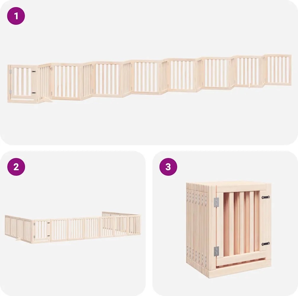 Zábrana pro psy s dvířky skládací 15 panelů 750 cm topol 3155643