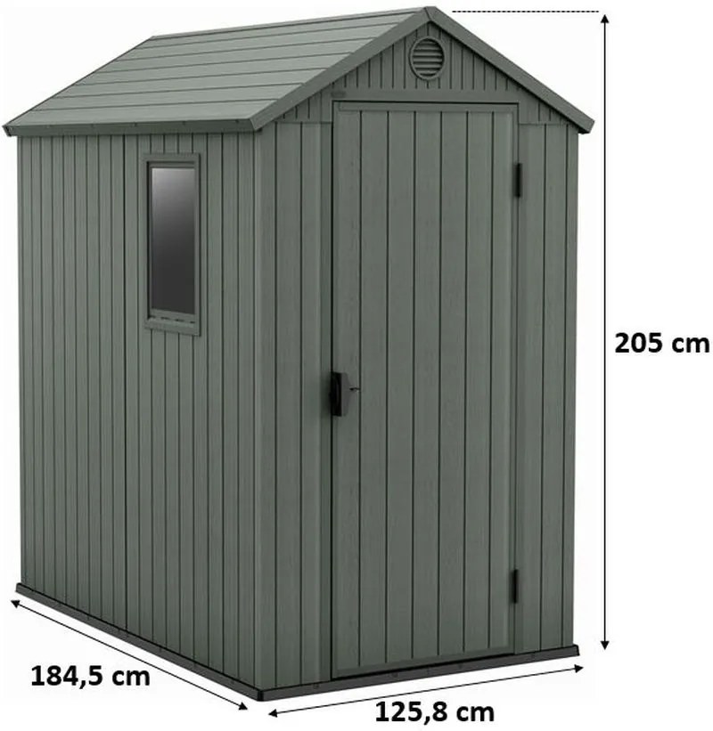 KETER DARWIN 4 x 6 zahradní domek, 125,8 x 184,5 x 205 cm, zelený 17209417