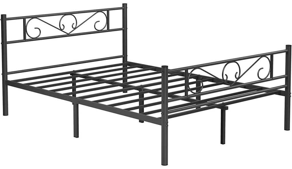 Kovový postelový rám, 198 x 86,4 x 141,8 cm, černý