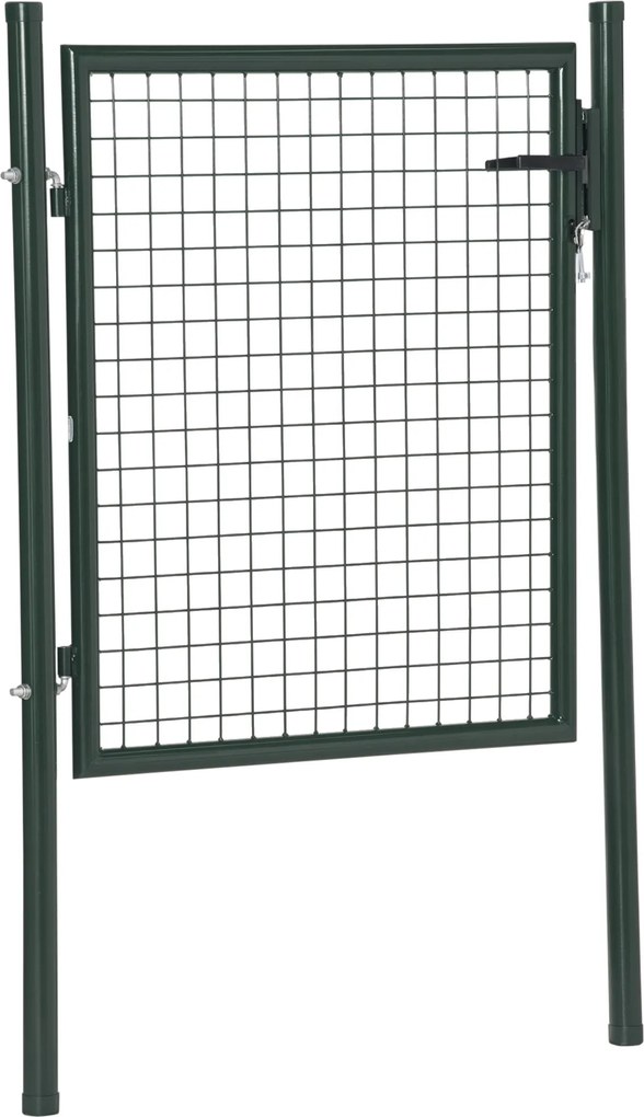 HOMCOM Ocelová zahradní brána s uzamykatelnou rukojetí a 3 klíči, blokující dveře pro venkovní patio a terasu 97x150 cm Zelená | Aosom
