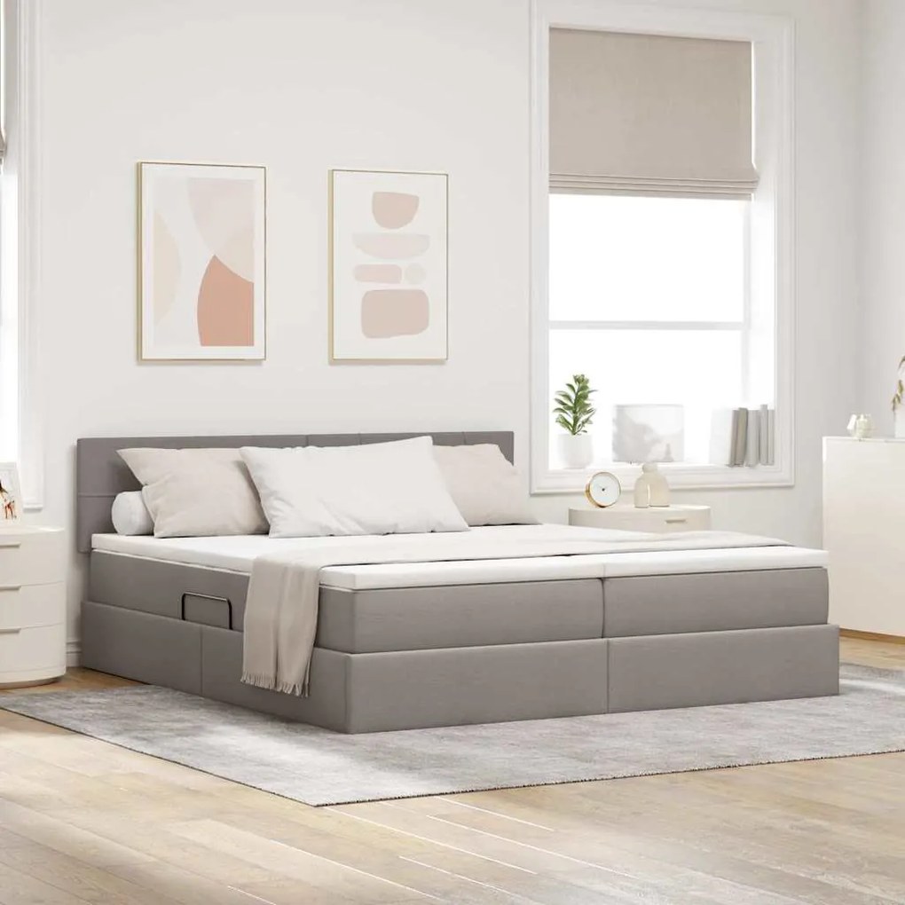 Postel s úložným prostorem s čelo 2 ks Taupe Umělá kůže 3370928