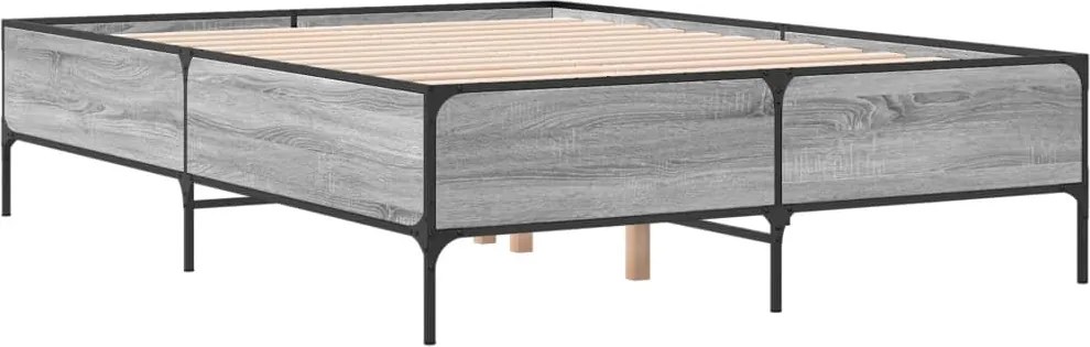 Rám postele šedý sonoma 150 x 200 cm kompozitní dřevo a kov 3279795