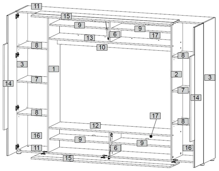 Obývací stěna Rock, bílá/šedý beton