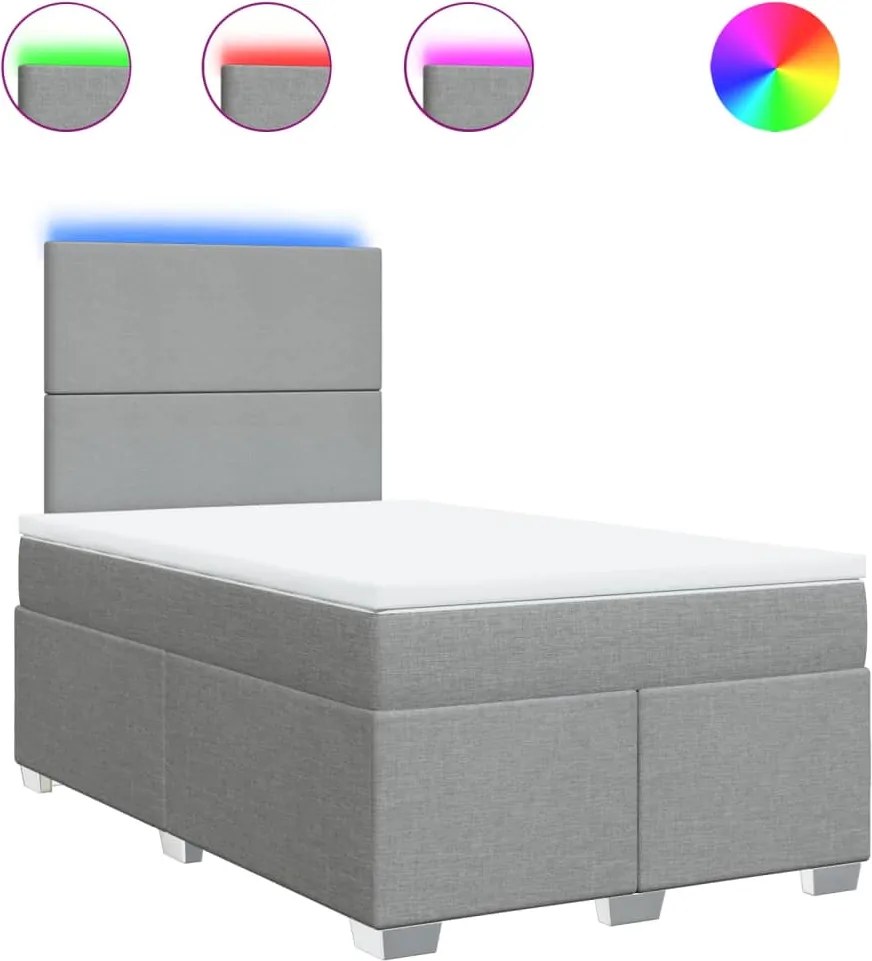 Box spring postel s matrací světle šedá 120x190 cm textil 3292720