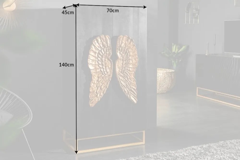 Vysoká komoda Cullen 70 cm černé mango