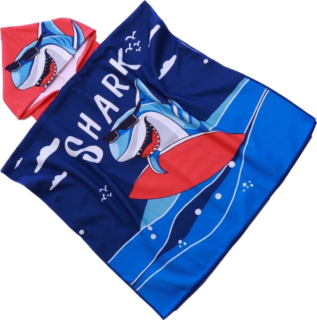 Dětské pončo SHARK modré Rozměr: 60 x 120 cm
