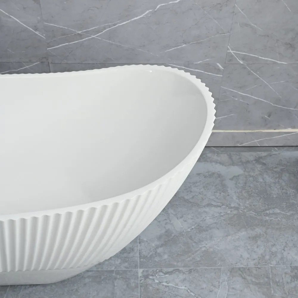Rea Atena, volně stojící vana 1700x730x710 mm, bílá, zlatý matný click-clack, KPL-W7127