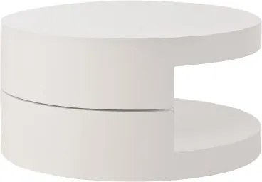 Aosom Cylindrický konferenční stolek s otočnou deskou o 360°, LED světelný pásek, 2vrstvá konstrukce, 70x70x35,5 cm, bílá