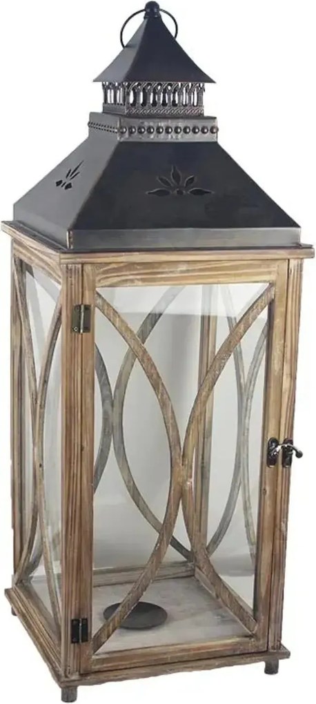 Velká dřevěná lucerna Morex D3139, 86,5 cm