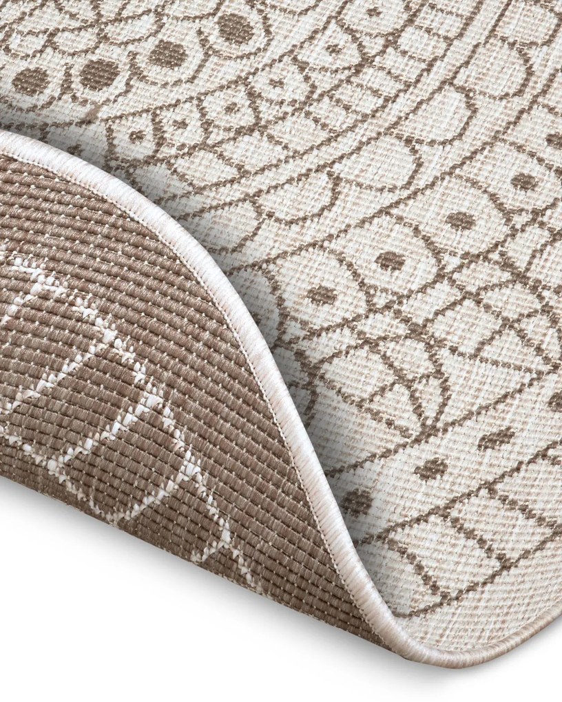Hanse Home, Kusový koberec Twin-Wendeteppiche 105475 Linen kruh – na ven i na doma, 140x140 (průměr) kruh, hnědá, chodba / předsíň