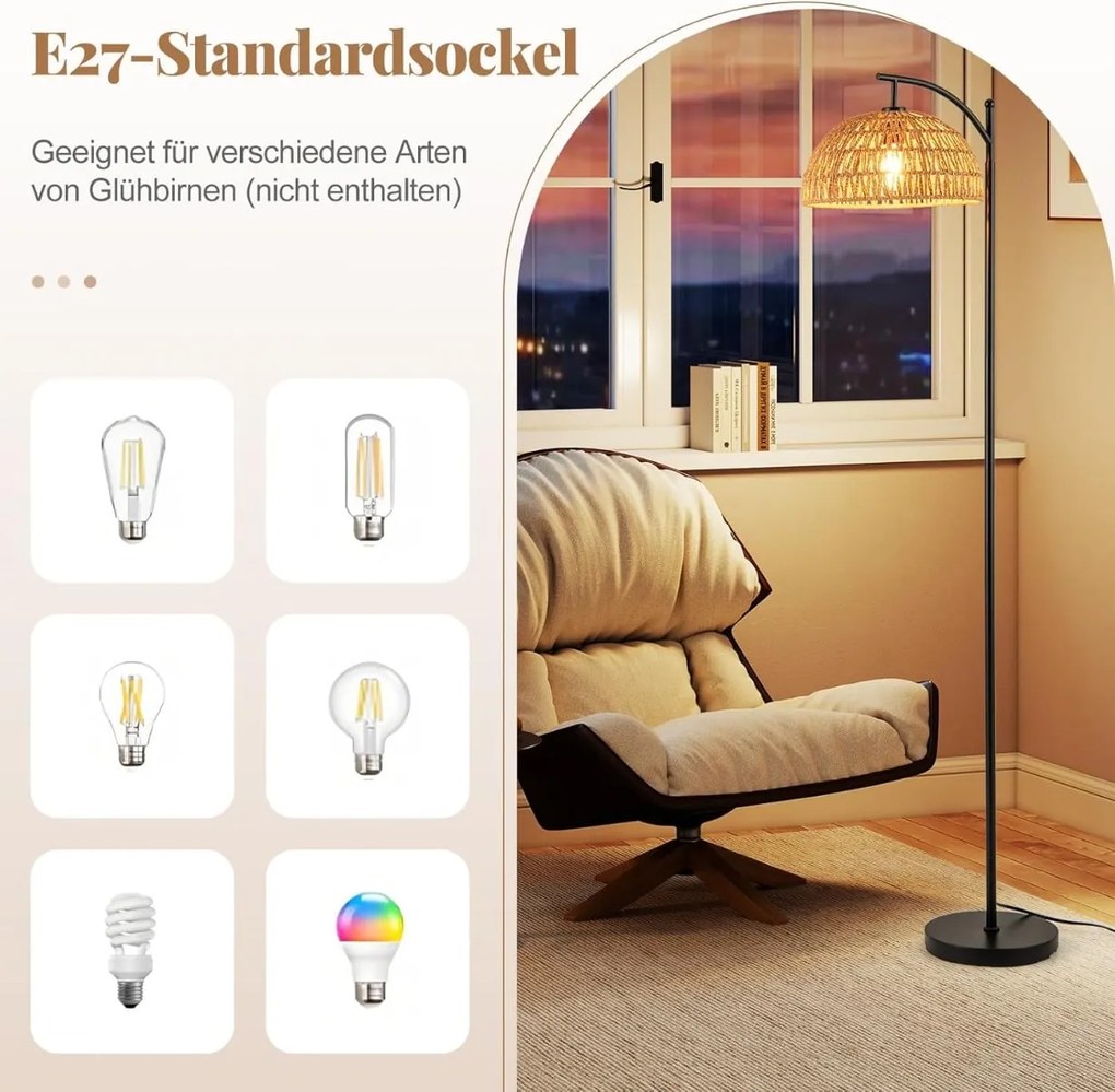 Costway Stojací lampa 160 cm se závěsným stínidlem a nožním spínačem Stojací