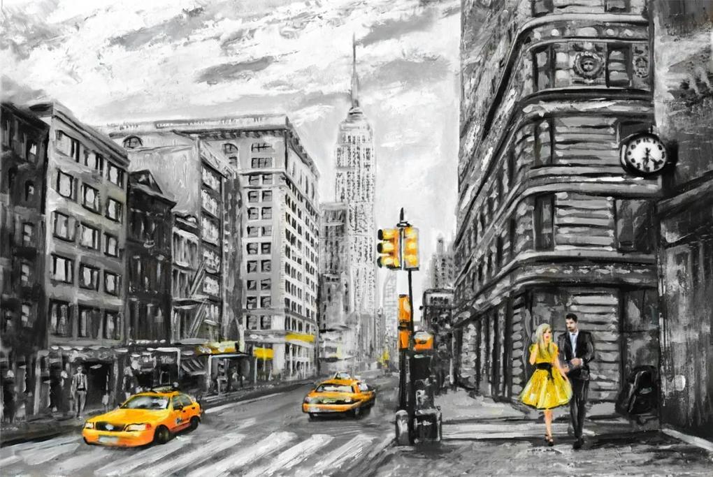 Obraz New York malovaný Yellow Velikost (šířka x výška): 120x80 cm