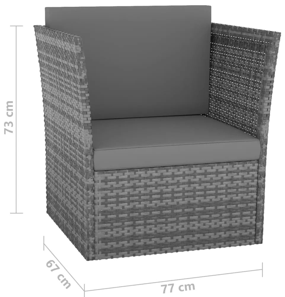 vidaXL Marketos Zahradní křeslo se stoličkou polyratan antracitové