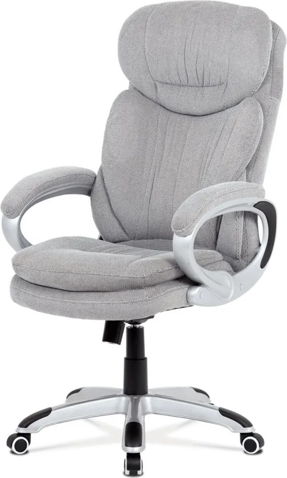 Kancelářská židle, látka, houpací mechanismus, kříž plast stříbrný – opěrák 90°–180° Šedá