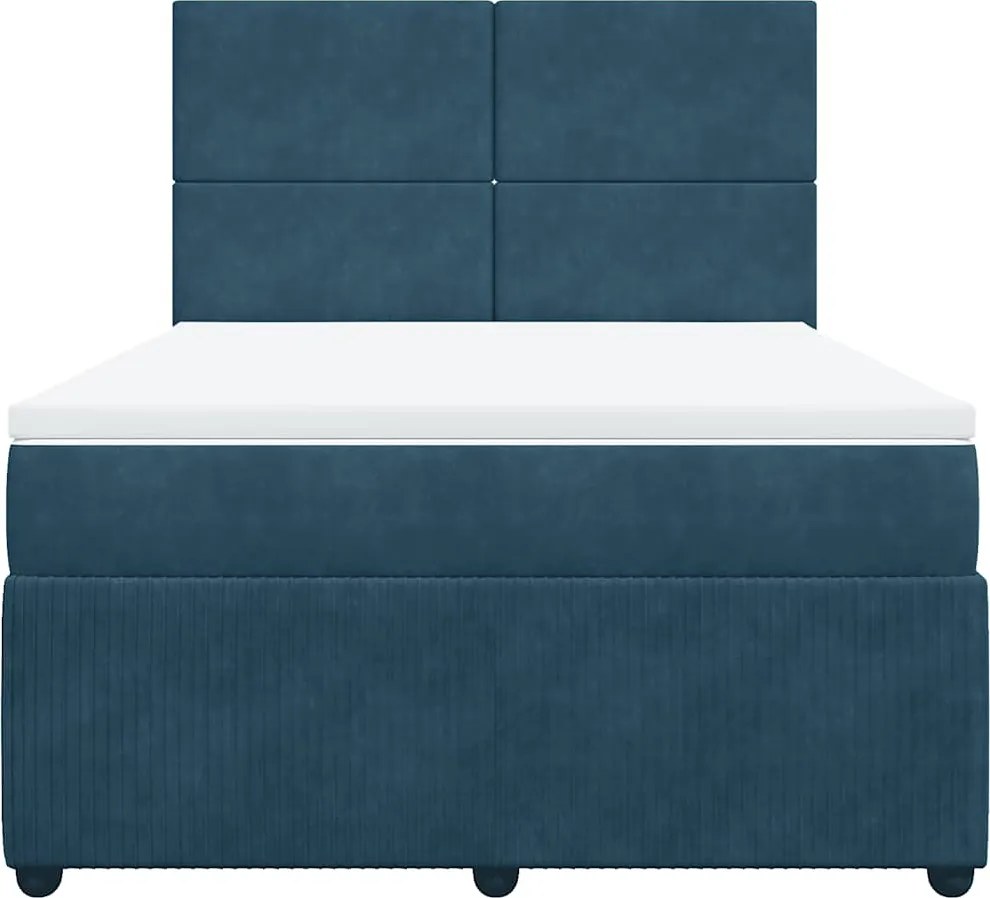 Box spring postel s matrací modrá 140 x 190 cm samet 3294632
