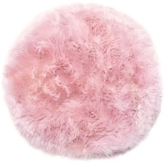 Růžový koberec z ovčí kožešiny Royal Dream Zealand, ⌀ 70 cm