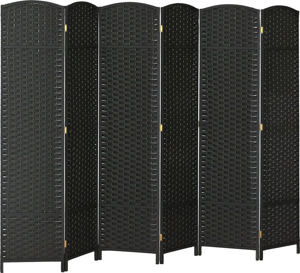 HOMCOM Skládací rozdělovací stěna 6-panelová 240x170 cm - Záclona pro soukromí do obývacího pokoje, ložnice, kanceláře - černá | Aosom