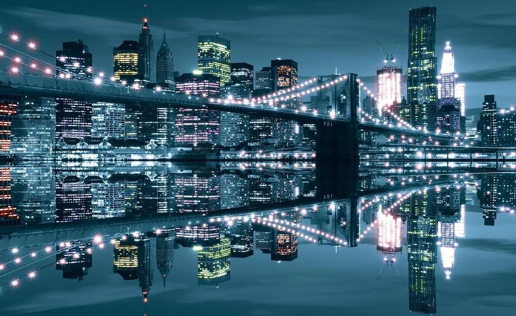 Fototapeta - New York Bridge v noci (254x184 cm)