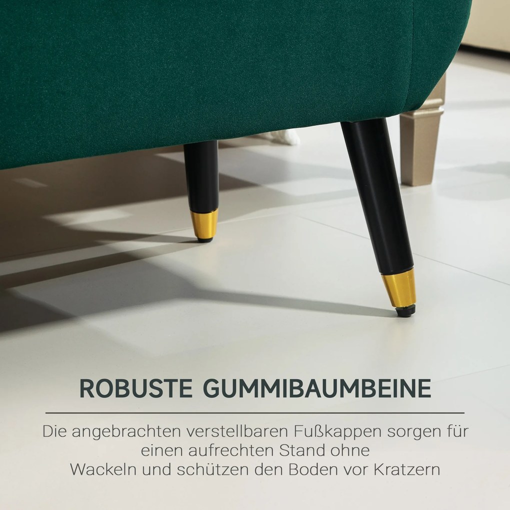 HOMCOM Luxusní sedací lavice Čalouněná lavice s úložným prostorem Područky Truhlicová lavice Sametový polyester kaučukovník Zelená 107 x 42 x 65 cm
