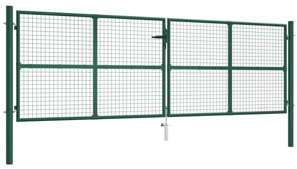 Pletivá zahradní branka ocelová 400 x 125 cm zelená 145749