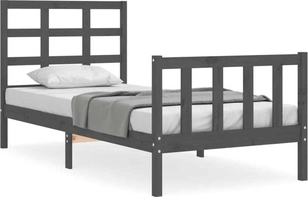 vidaXL Rám postele s čelem 90 x 190 cm masivní dřevo [3192068] Barva: Přírodní