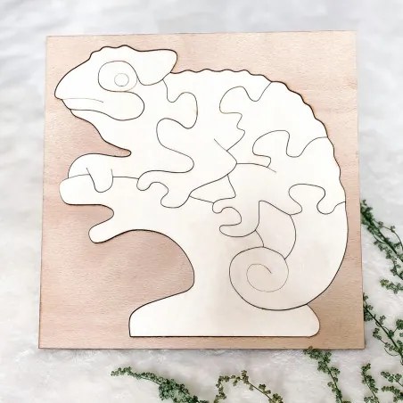 Dvoubarevná dřevěná montessori vkládačka pro děti - Chameleon TOPOL | SENTOP H014-A