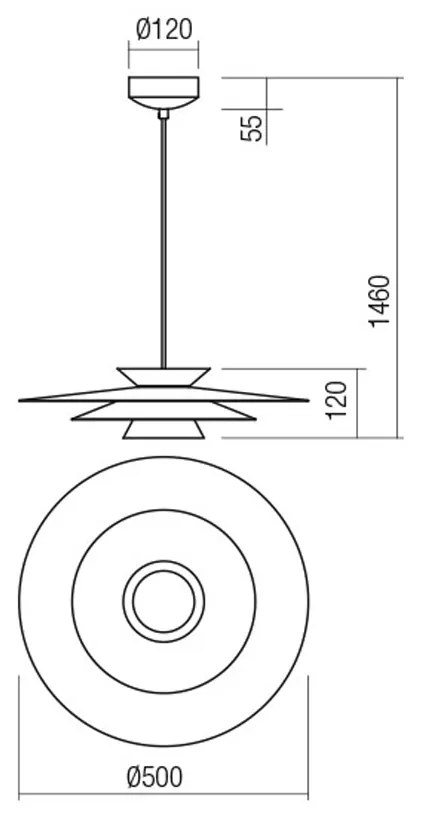 Redo 01-3001 závěsné LED svítidlo Fargo zlaté/černé, 16,5W, 3000K, ø50cm