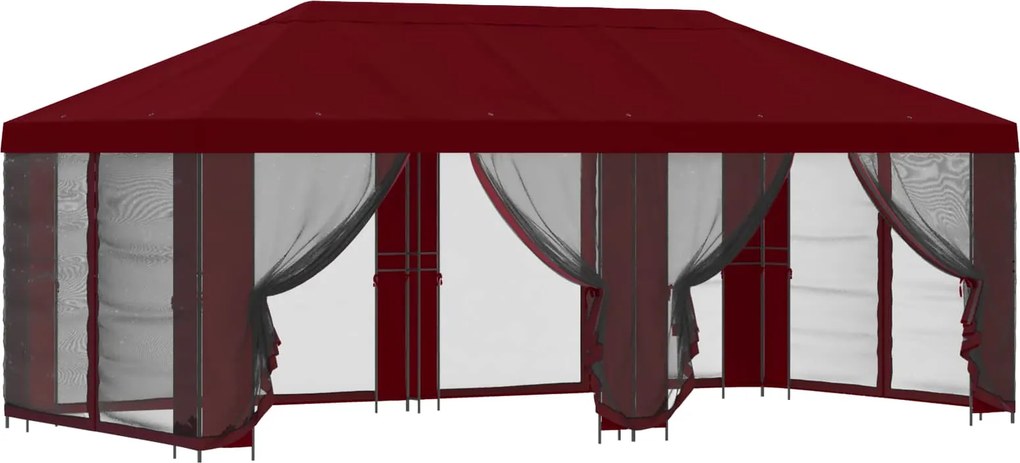 Zahradní altán se stěnami 6 x 3 m Vínová Polyester a ocel 3376029
